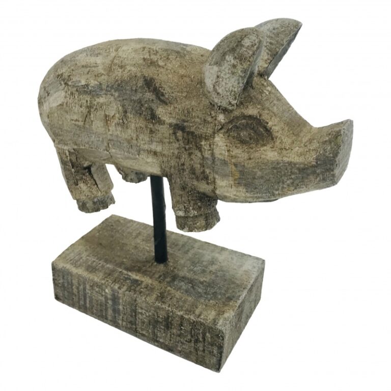 Wooden pig on stand - Interieurspullen, Woonaccessoires & Lunchroom